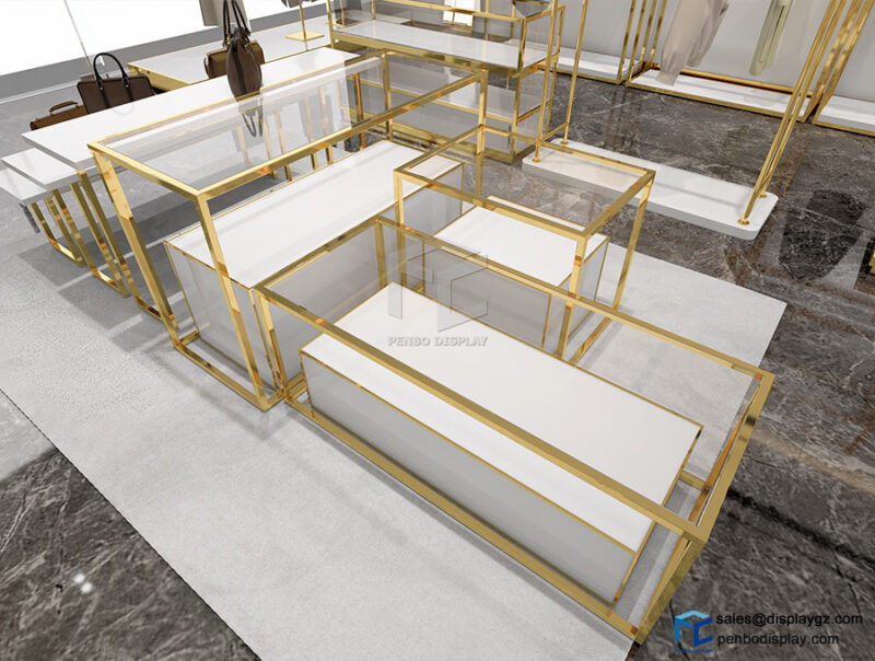 Retail Store Boutique Gold Display Rack For Lady Garment - Wholesale Sales