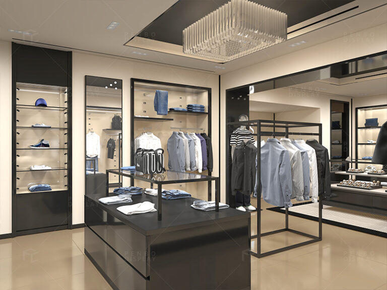 Luxury men's clothing store interior design | custom display fixtures ...