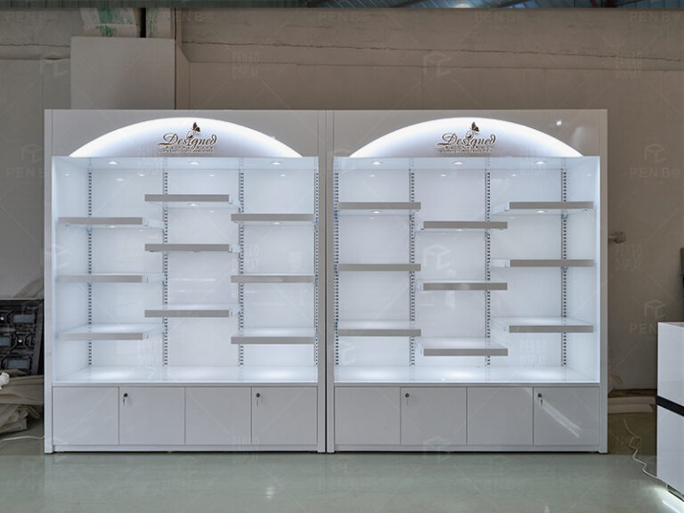 Modern Illuminated Retail Display Shelves | Custom Store Wall Cabinets ...