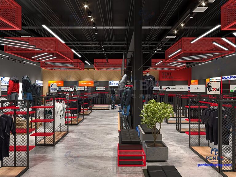 Custom Sport store fixtures | activewear store interior design Penbo ...