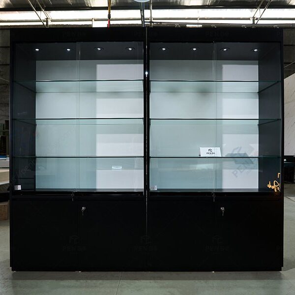 Black Glass Jewelry Display Showcase with Lock | Tall Wall Cabinet for ...