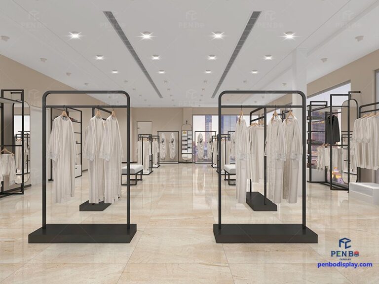 Modern Thobe Store Interior Design with Custom Clothing Display Racks ...