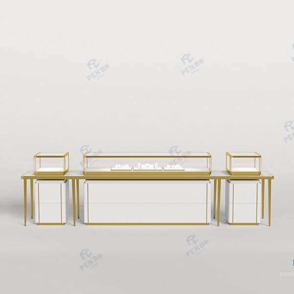 Boutique Jewellery Shop Display Counter with Glass and Gold Finish ...