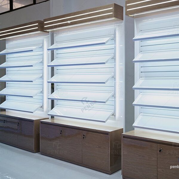 Custom Cosmetic Wall Display Cabinet | Makeup Store Display Fixtures ...